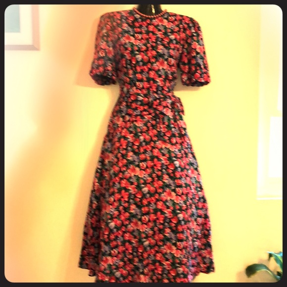 Dresses | Vintage Jane Singer Sweet Pea 8s Long Floral Dress M | Poshmark